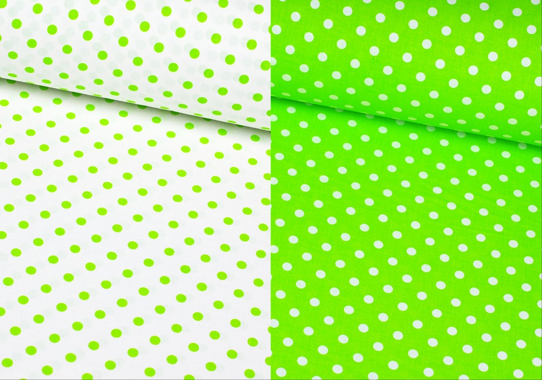 Green and White Polka Dot Cotton Fabric, 1cm Dots Print, Fabric by the Yard - Etsy