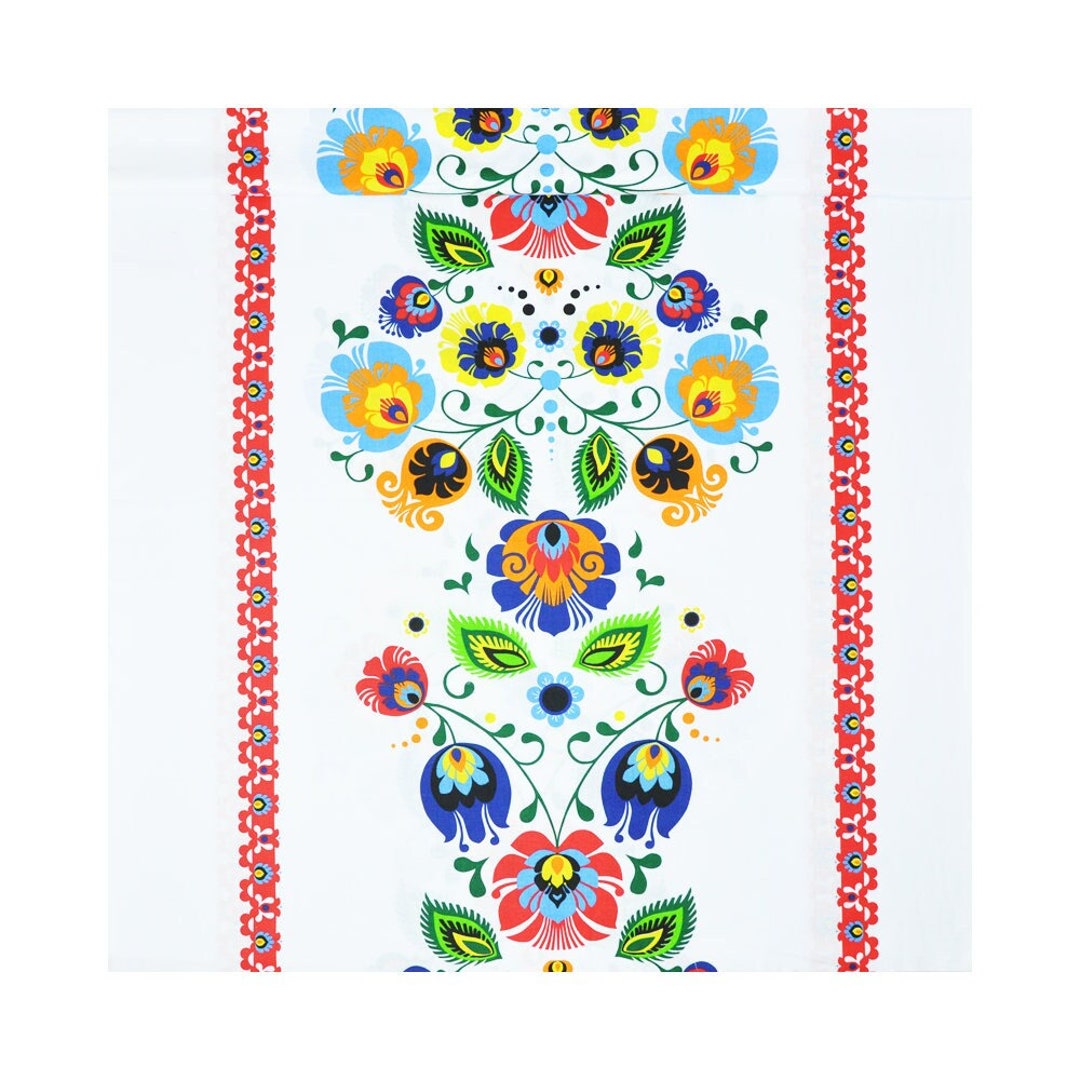 Slavic Fabric by the Yard, Folklore Polish Ethnic Cotton, Made in ...