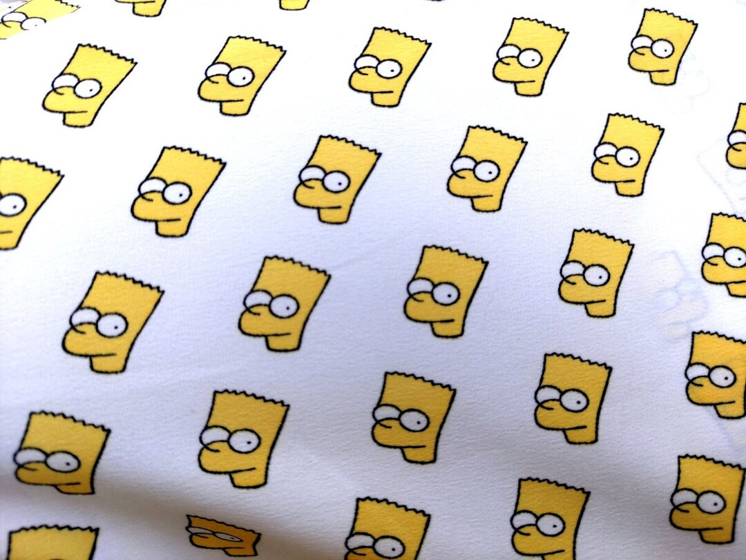 The Simpsons Fabric by the Yard, Bart Simpson Print on Cotton, Yellow ...