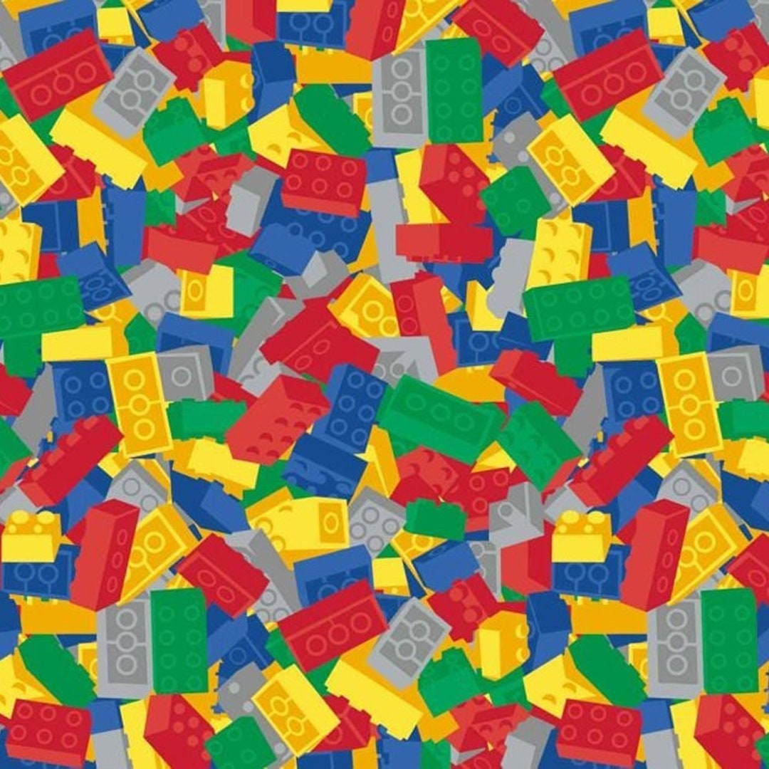 Building Blocks Fabric by the Yard, Construction Toy Bricks Cotton ...