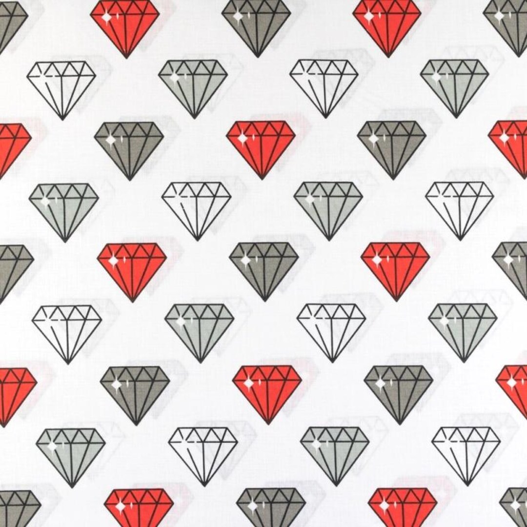 Red Diamonds Cotton by the Yard, Diamonds Print Fabric, Quilt Fabric - Etsy
