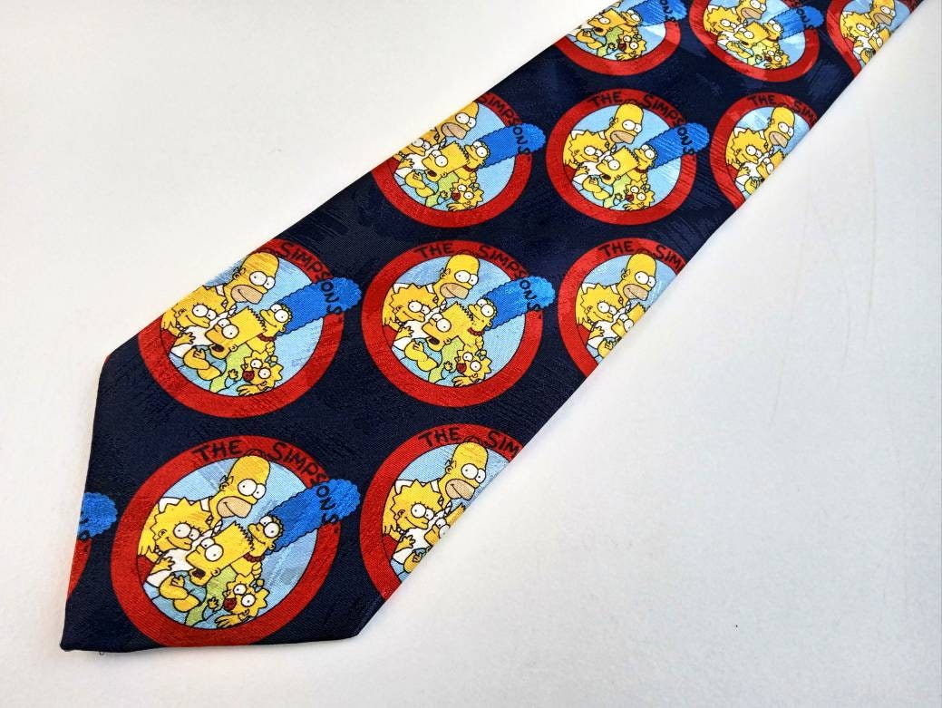 The Simpsons Necktie 1997 Homer Funny Tie Navy Blue Yellow - Etsy