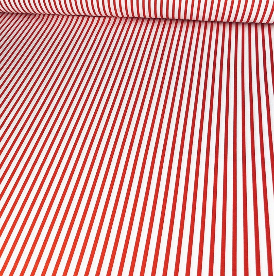 Red and White Stripes, Striped Cotton Fabric, Striped Patterned Fabric ...