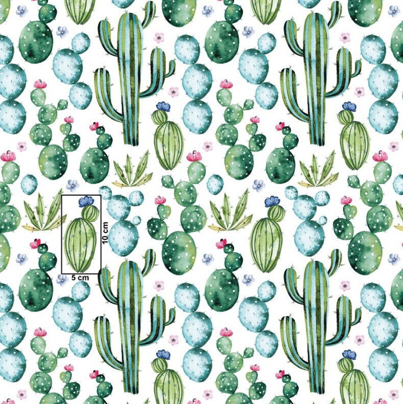 Cactus Fabric Blooming Cactus Fabric Green and Blue Cactuses - Etsy