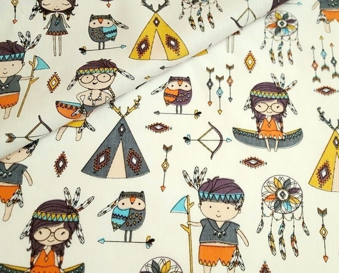 Native Americans Ethnic Fabric Indians Cotton Fabric by the | Etsy