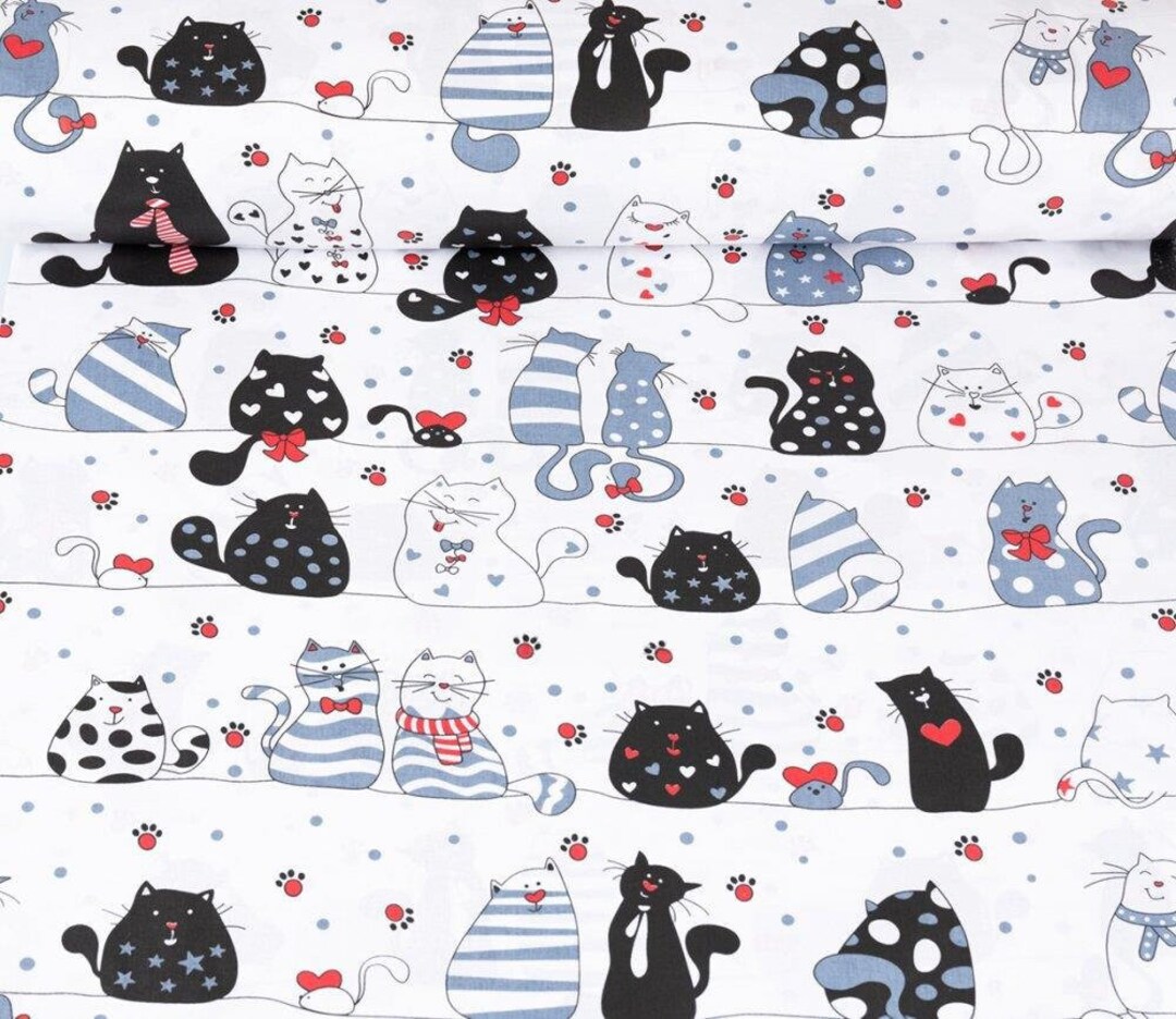 Cats Cotton, Cats Fabric by the Yard, Kids Cotton Fabric, Animal Print ...