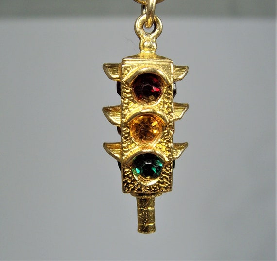 Vintage 9ct gold 1970s Traffic lights charm - Gem