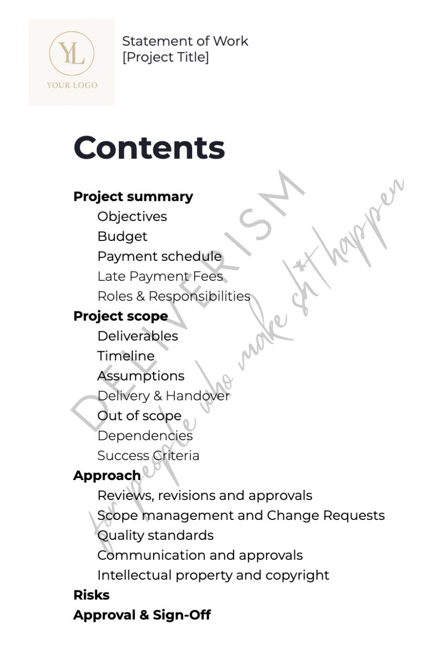 Statement of Work (sow) Template for Agencies | Smart, Strategic ...