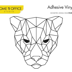 Puma Wall Decal, Geometric Puma Head Sticker, Home Decor, Geometric ...