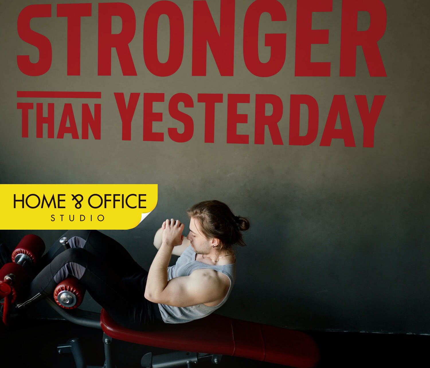 Stronger Than Yesterday for Gym, Office Decal, Gym Wall Vinyl Decal ...