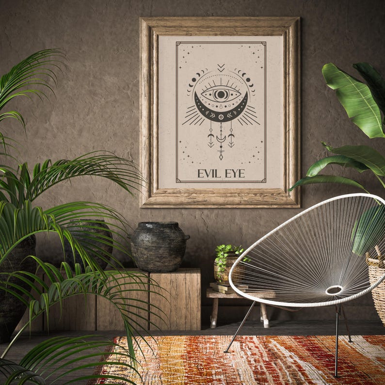 Evil Eye Tarot Card Print: Celestial Boho Wall Art (digital Download ...