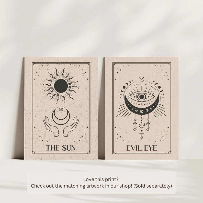 Evil Eye Tarot Card Print: Celestial Boho Wall Art (digital Download ...