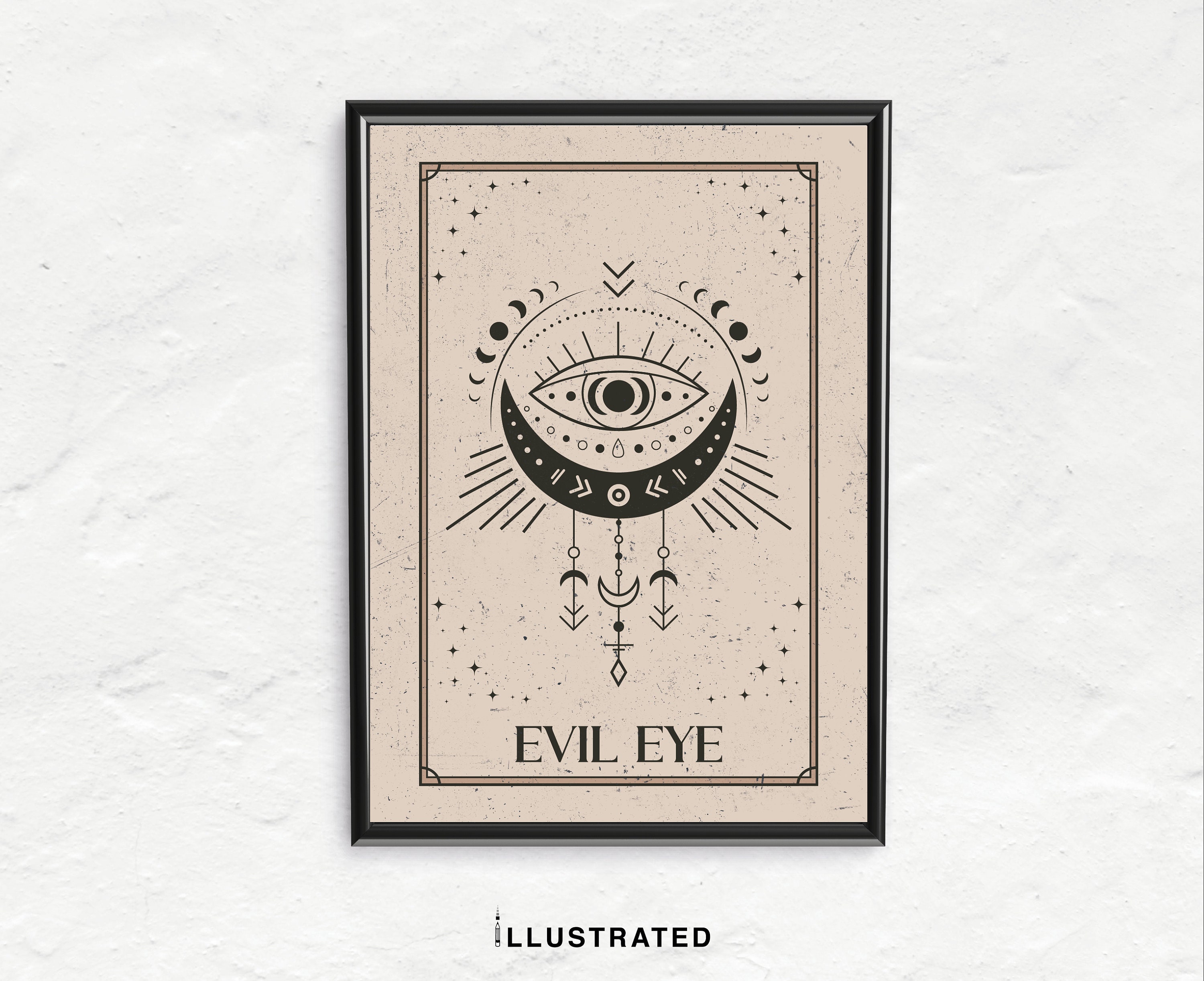 The Evil Eye Tarot Card Celestial Wall Art Poster, Boho Wall Decor ...