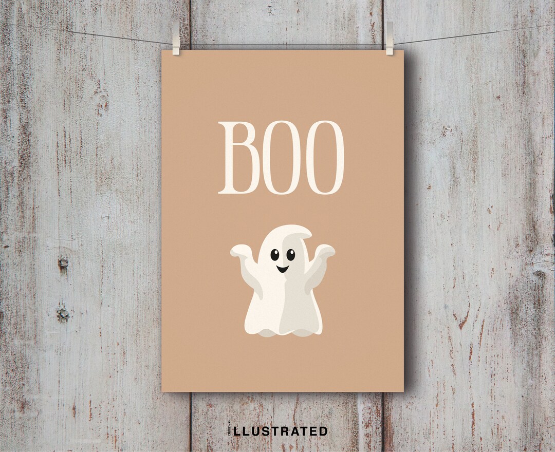 Boo Ghost Halloween A3 Printable Poster, Cute Multiple Kids Halloween ...