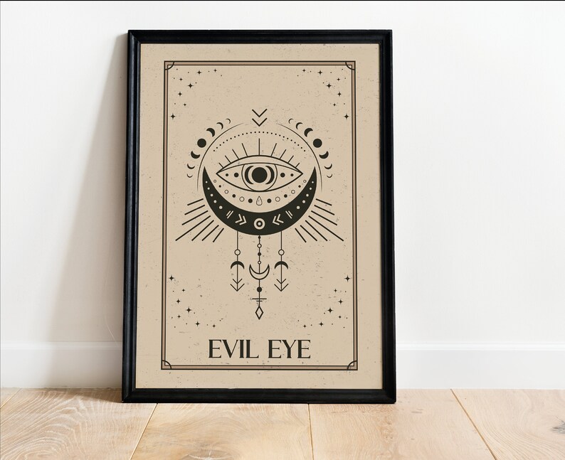 The Evil Eye Tarot Card Celestial Wall Art Poster, Boho Wall Decor ...