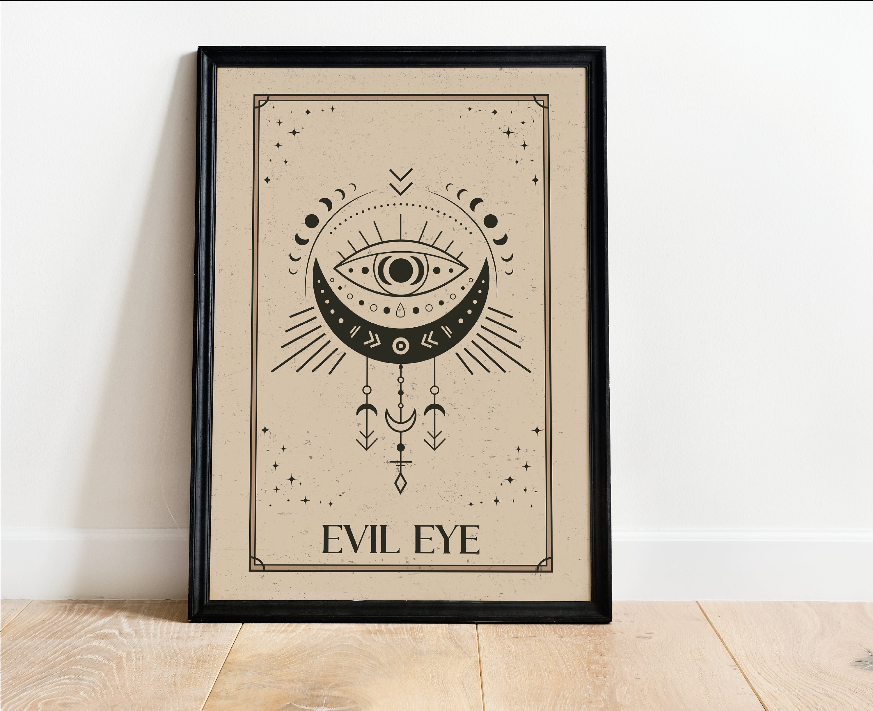 The Evil Eye Tarot Card Celestial Wall Art Poster, Boho Wall Decor ...