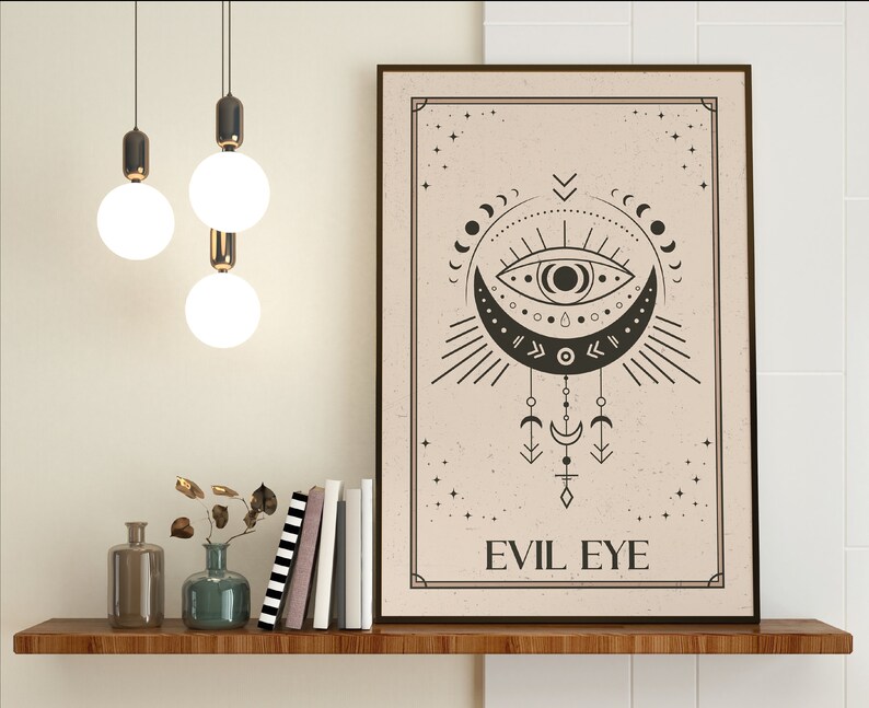 The Evil Eye Tarot Card Celestial Wall Art Poster, Boho Wall Decor ...