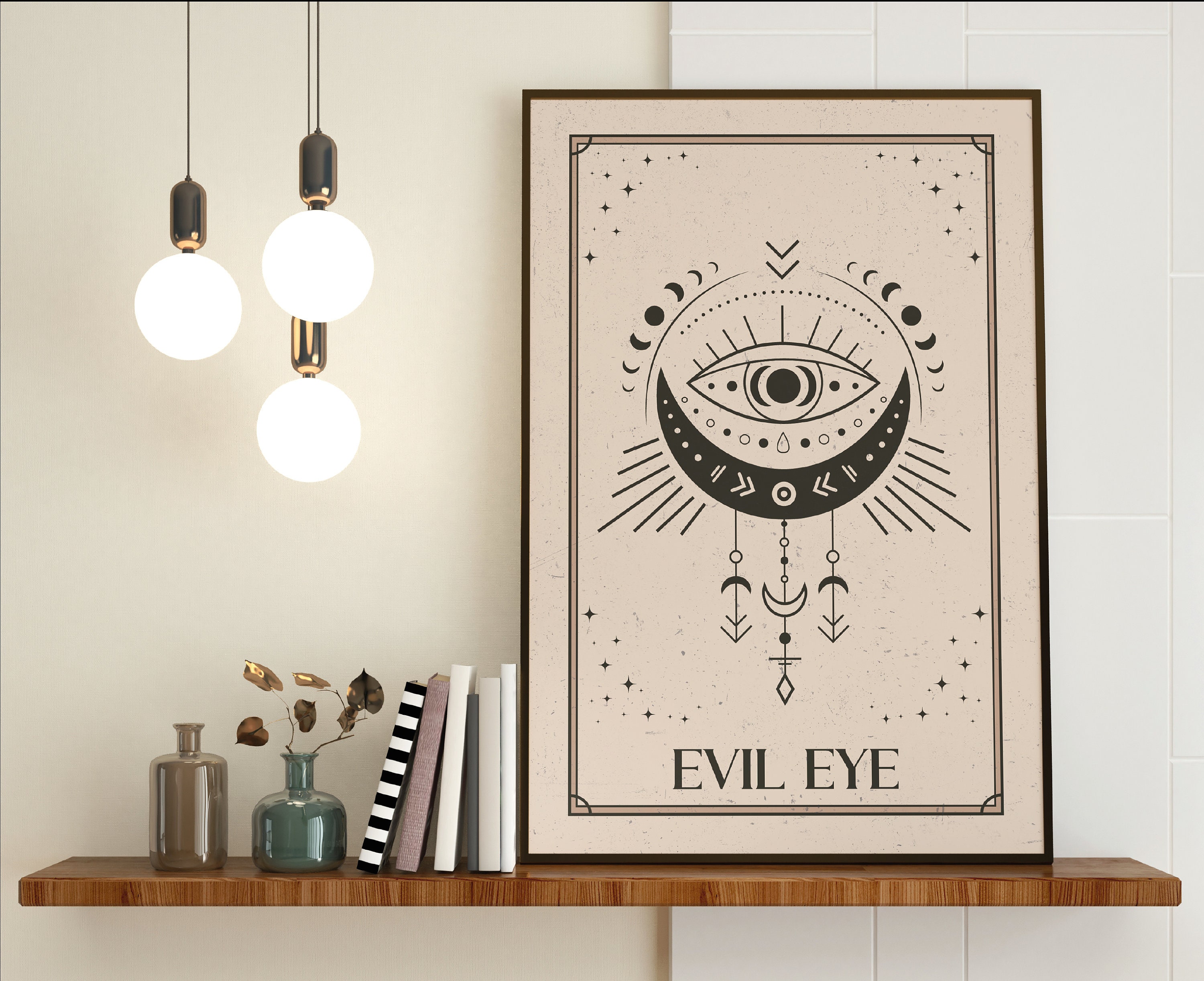 The Evil Eye Tarot Card Celestial Wall Art Poster, Boho Wall Decor ...