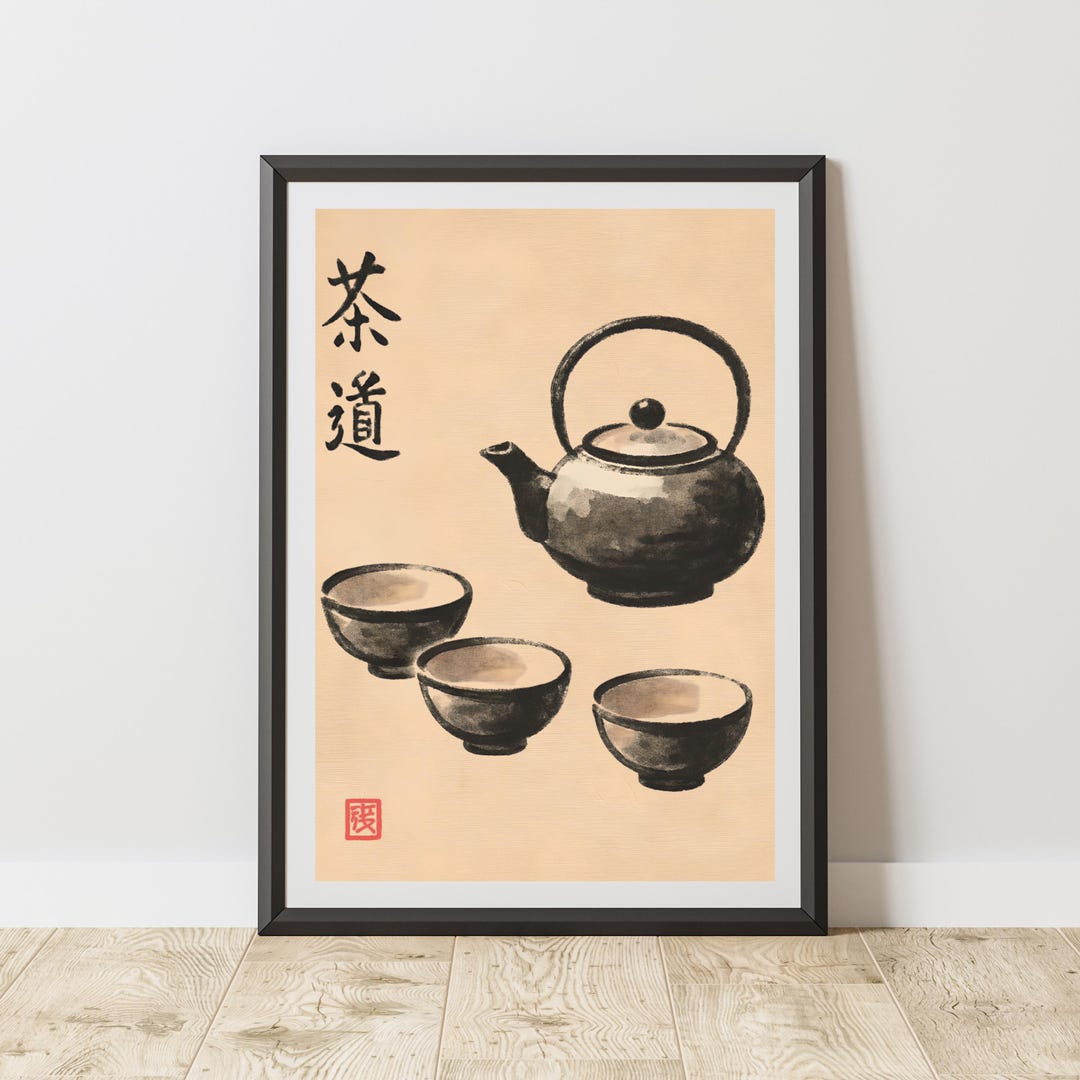 Japanese Tea Ceremony Art Print: Sumi-e Ink Painting (digital Download ...