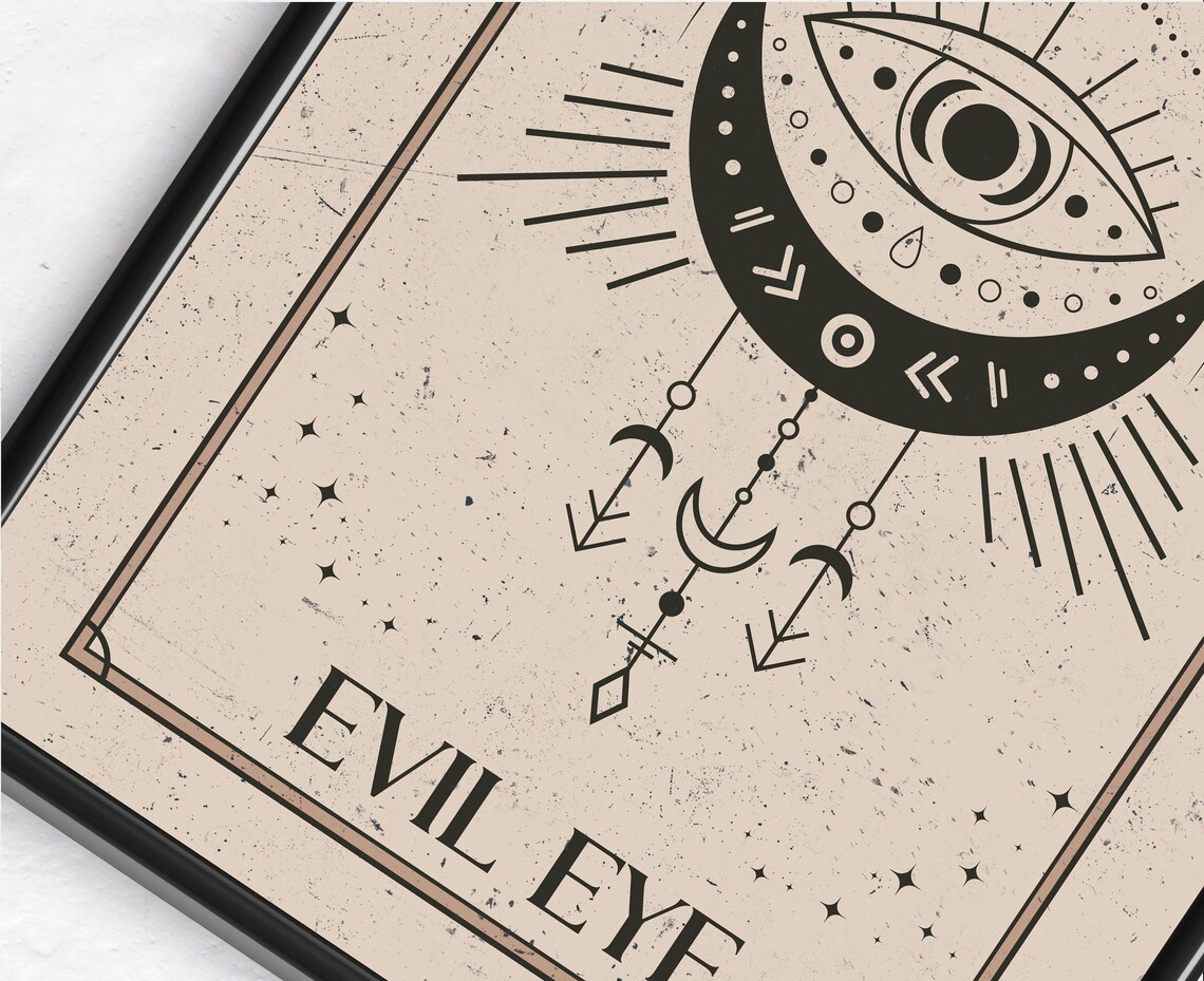 The Evil Eye Tarot Card Celestial Wall Art Poster, Boho Wall Decor ...