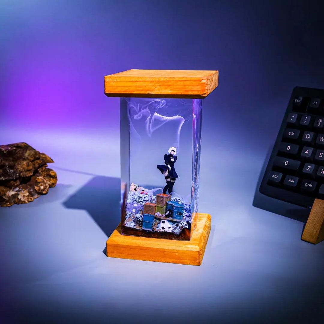 2B Nier Automata Resin Lamp LED Diorama Lamp, Custom Resin Night Light ...