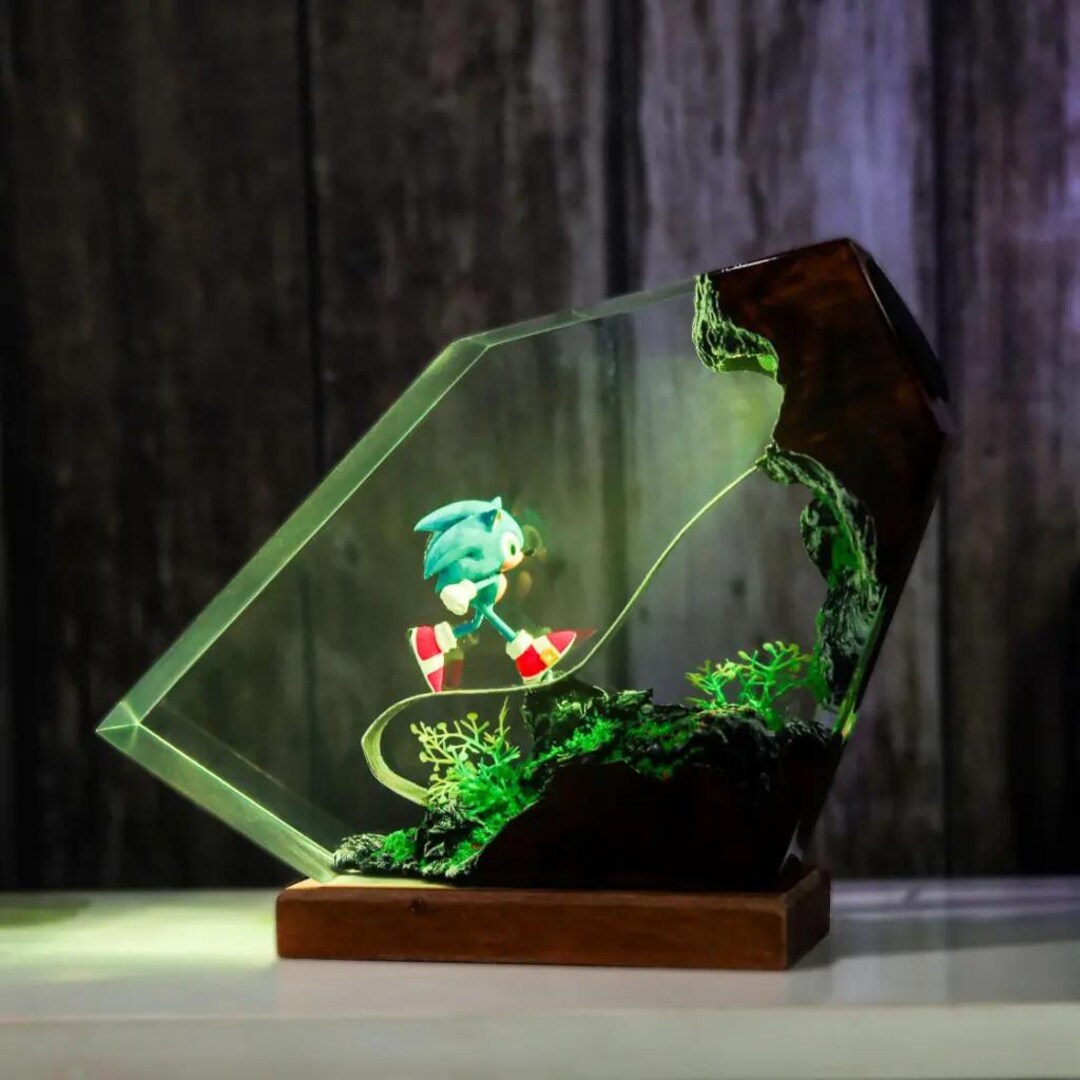 Sonic the Hedgehog Night Light Ver 2 Night Light, Resin Diorama Desk ...