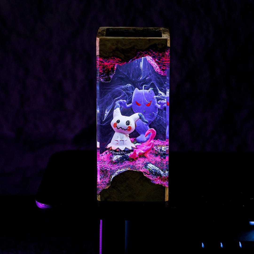 Mysterious Mimikyu Pokemon Resin Diorama Lamp Handmade Resin Lamp, LED ...