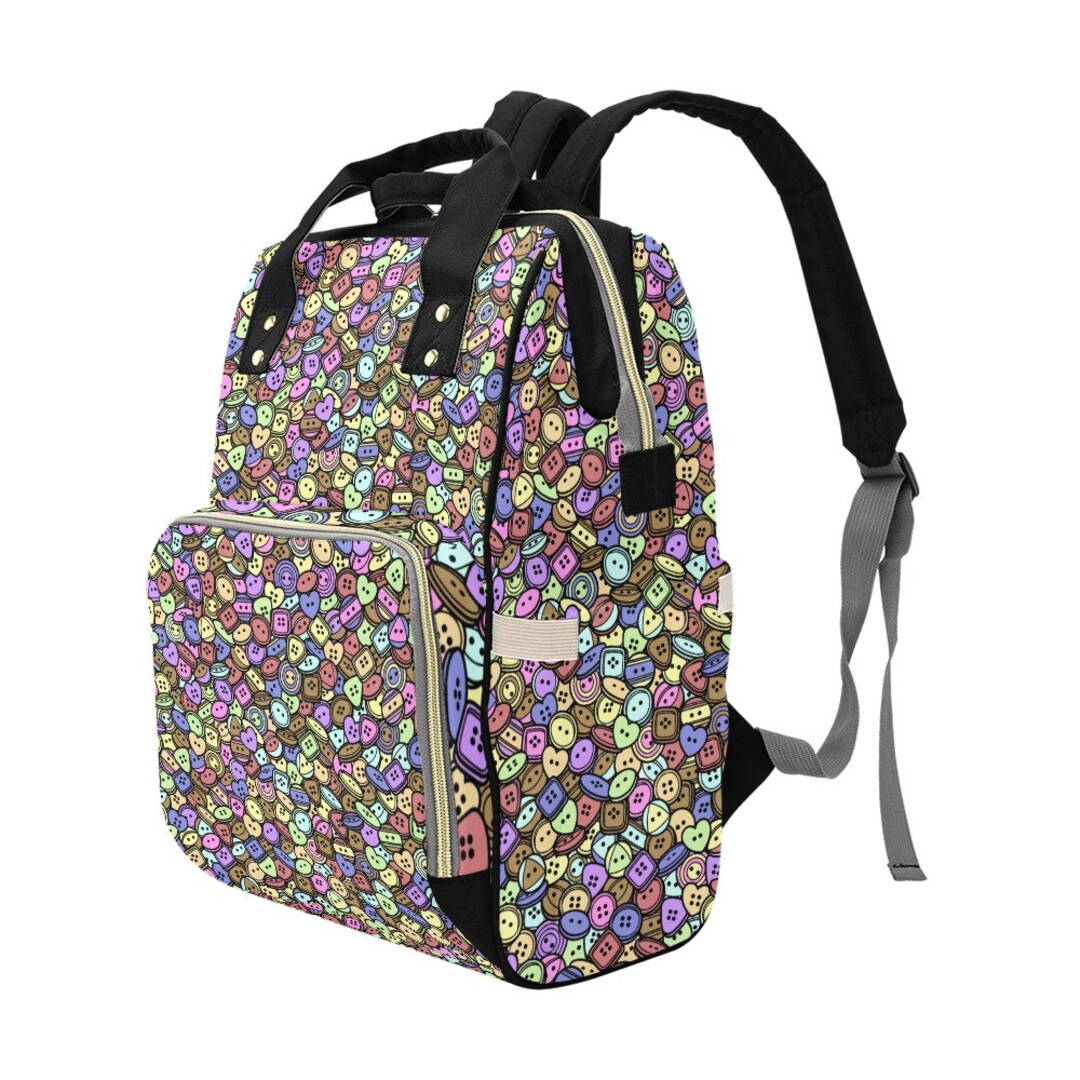 Goblincore Diaper Backpack, Pastel Buttons Print, Multi-pocket Wildling ...