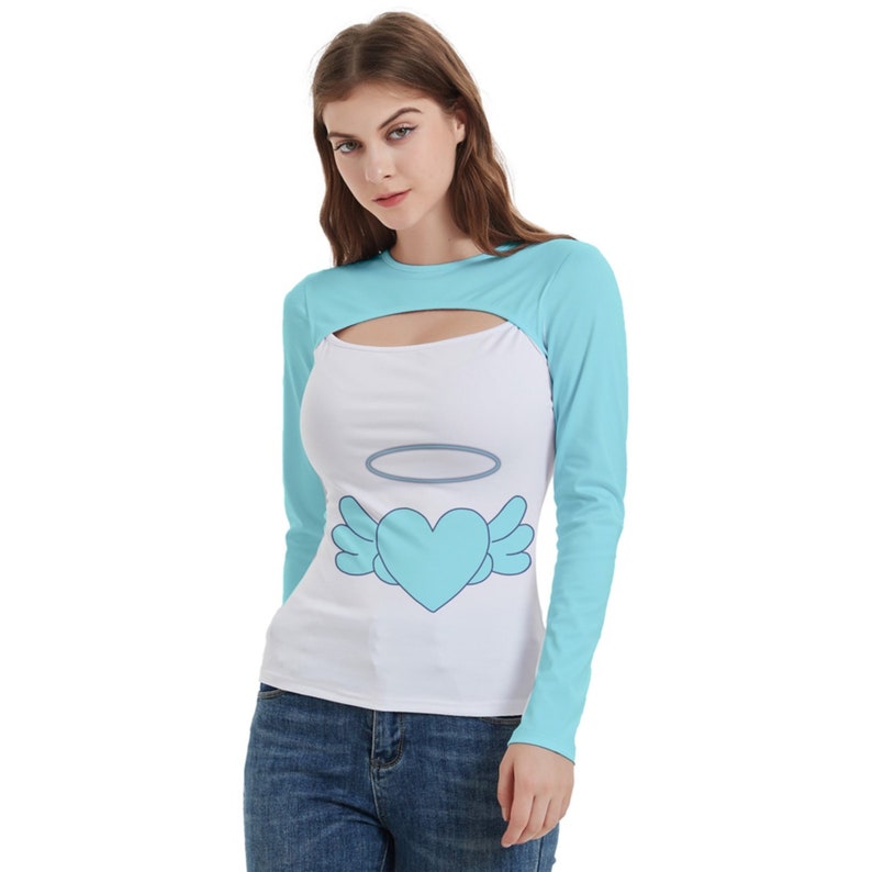 Keyhole Top, Cut Out Tee, Tenshi Kaiwai Tshirt, Cyber Angelcore ...