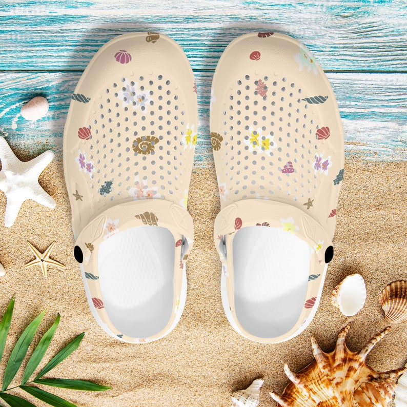 Seashell Clogs, Lightweight Summer Beach Sandals, Plumeria Shoes ...