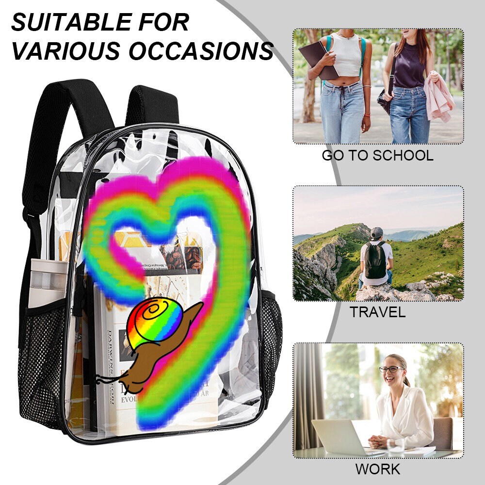 Pride Snail Backpack, Transparent Bag, 17 Inch Rucksack, Lovecore ...