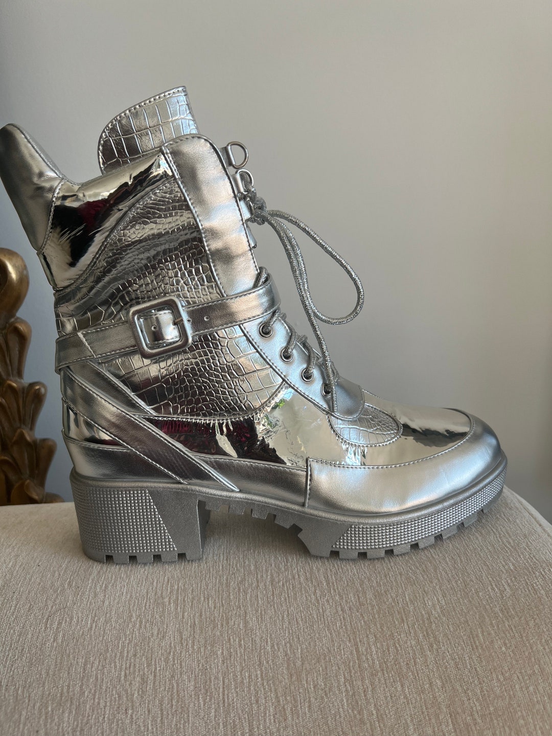 Silver Boots| Perfect for Carnival Costumes | Festival Boots - Etsy