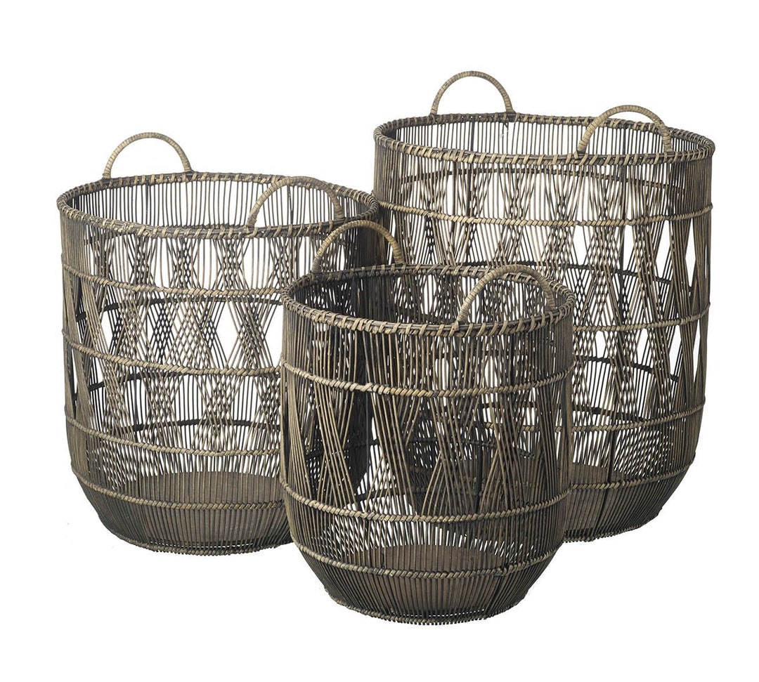 Alexander Natural Rattan Baskets set of 3 - Etsy