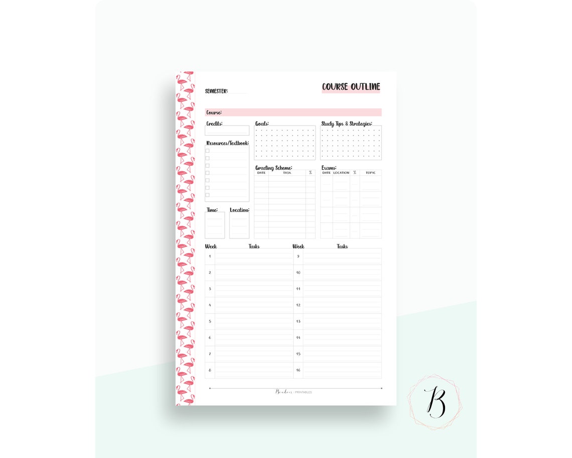 Course Outline Syllabus Printable PDF Planner Inserts; School College ... Course Outline Syllabus Printable PDF Planner Inserts; School College ...