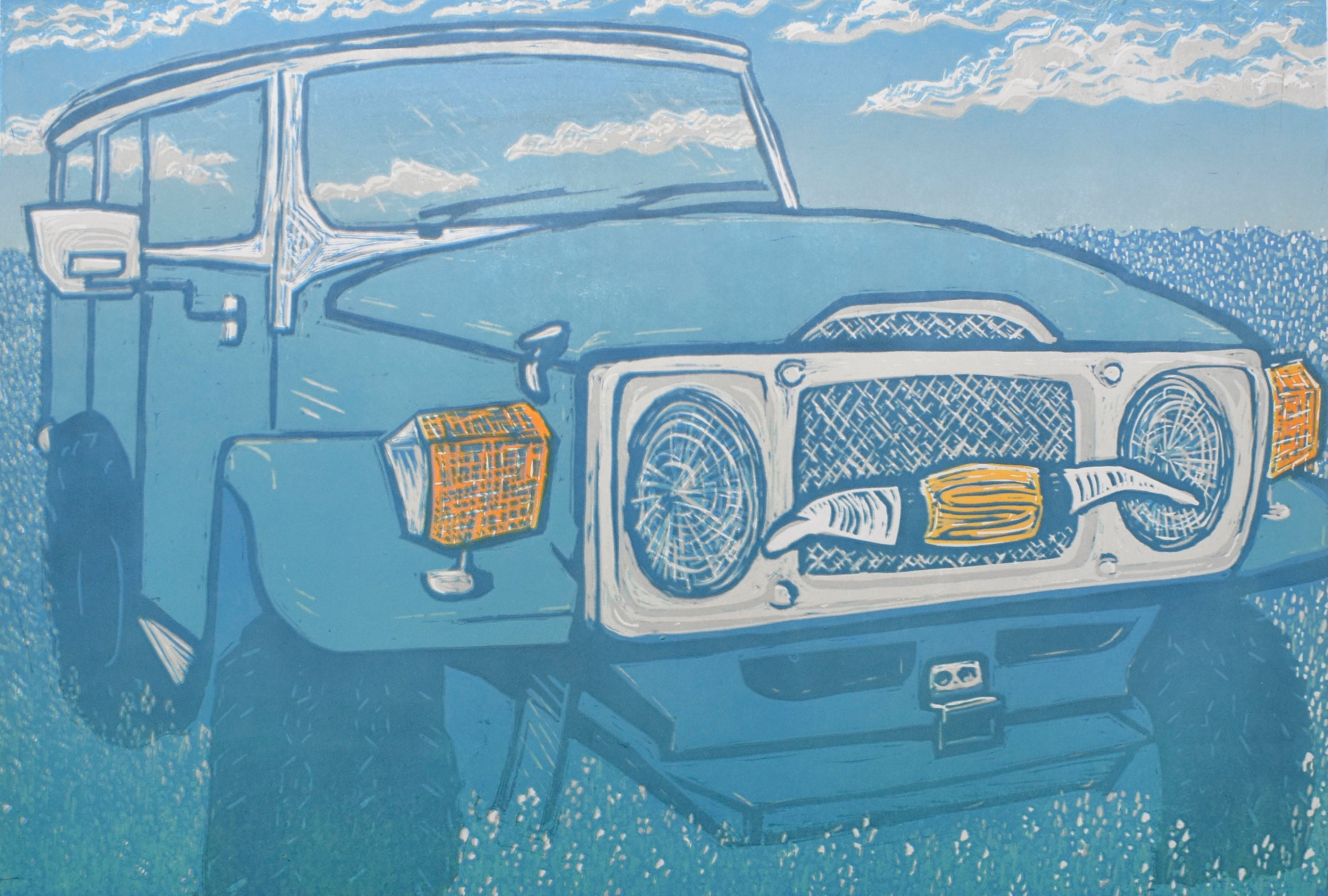 Vintage Land Cruiser Linocut Print Classic Auto Art - Etsy