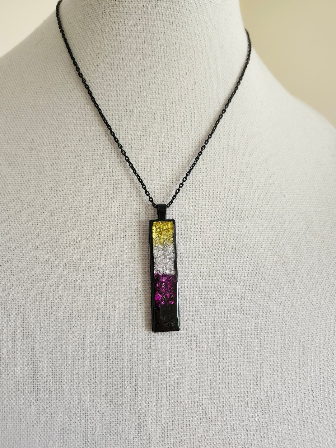 Non Binary Pride Colors in a Stained Glass Effect Necklace - Etsy