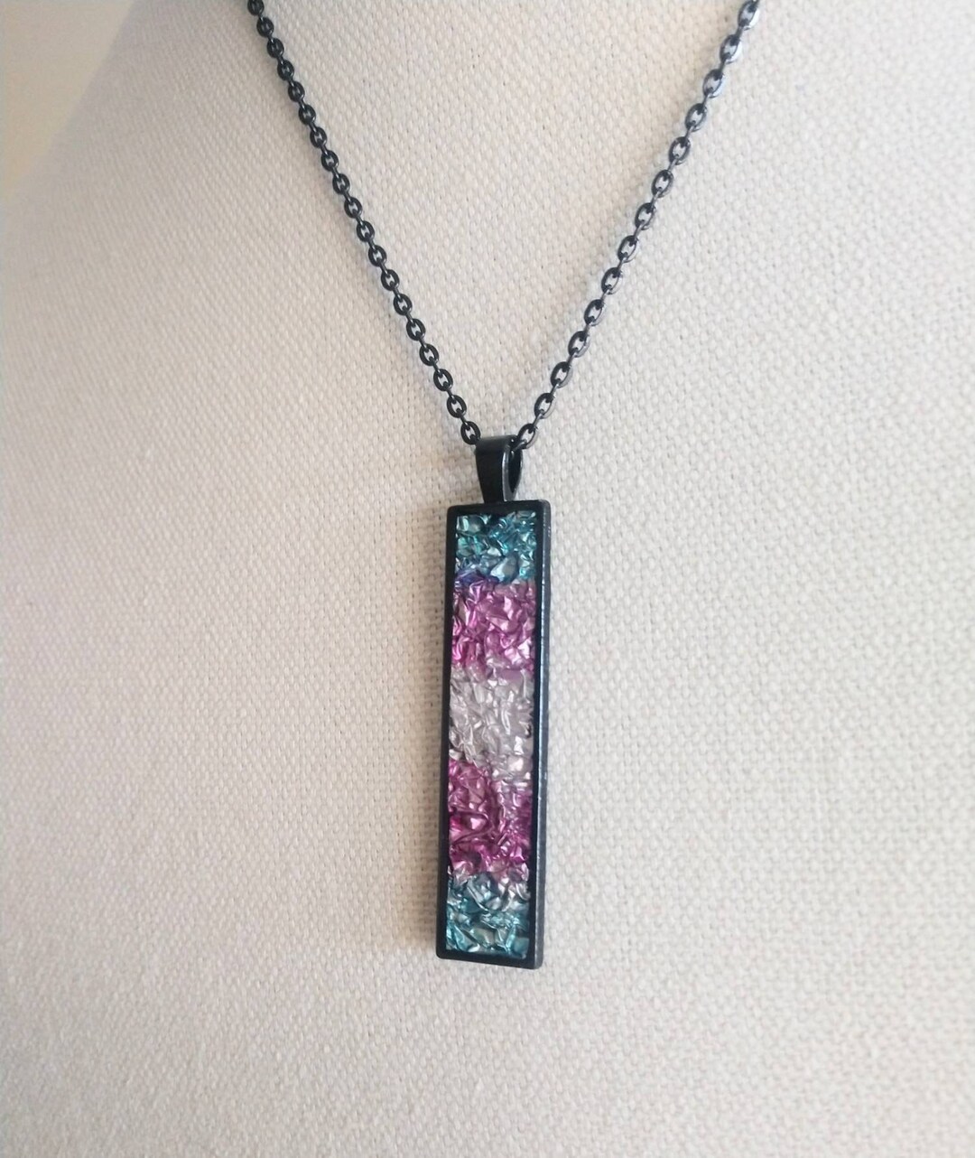 Trans Pride Colors in a Stained Glass Effect Necklace - Etsy