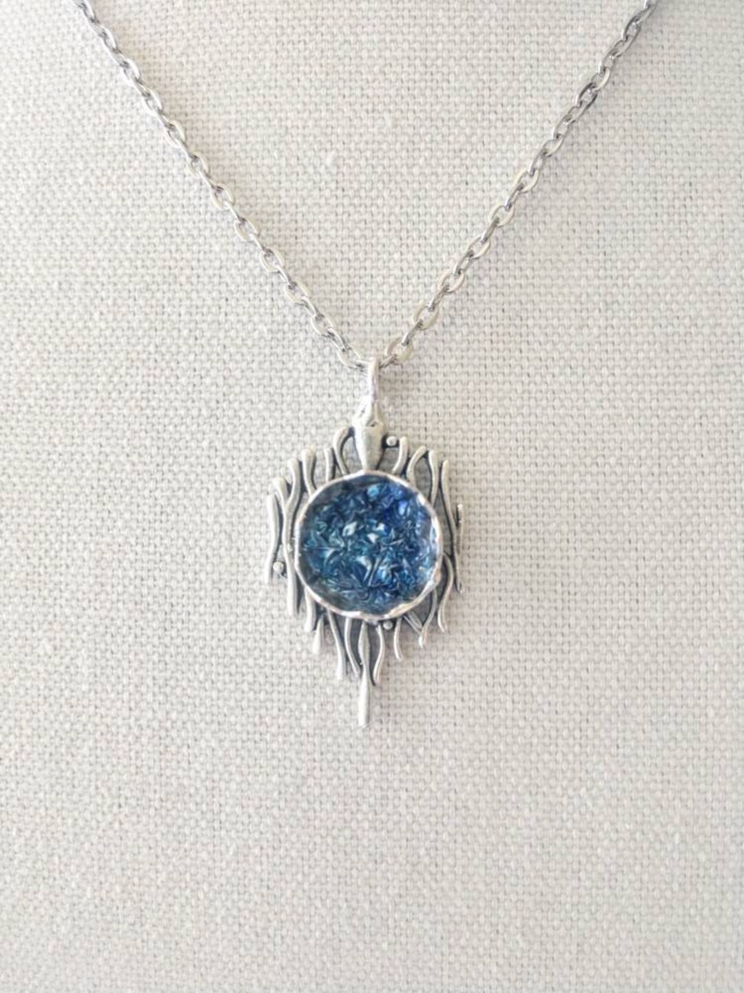 Stained Glass Effect Neclace in Denim Blue and Sky Blue - Etsy