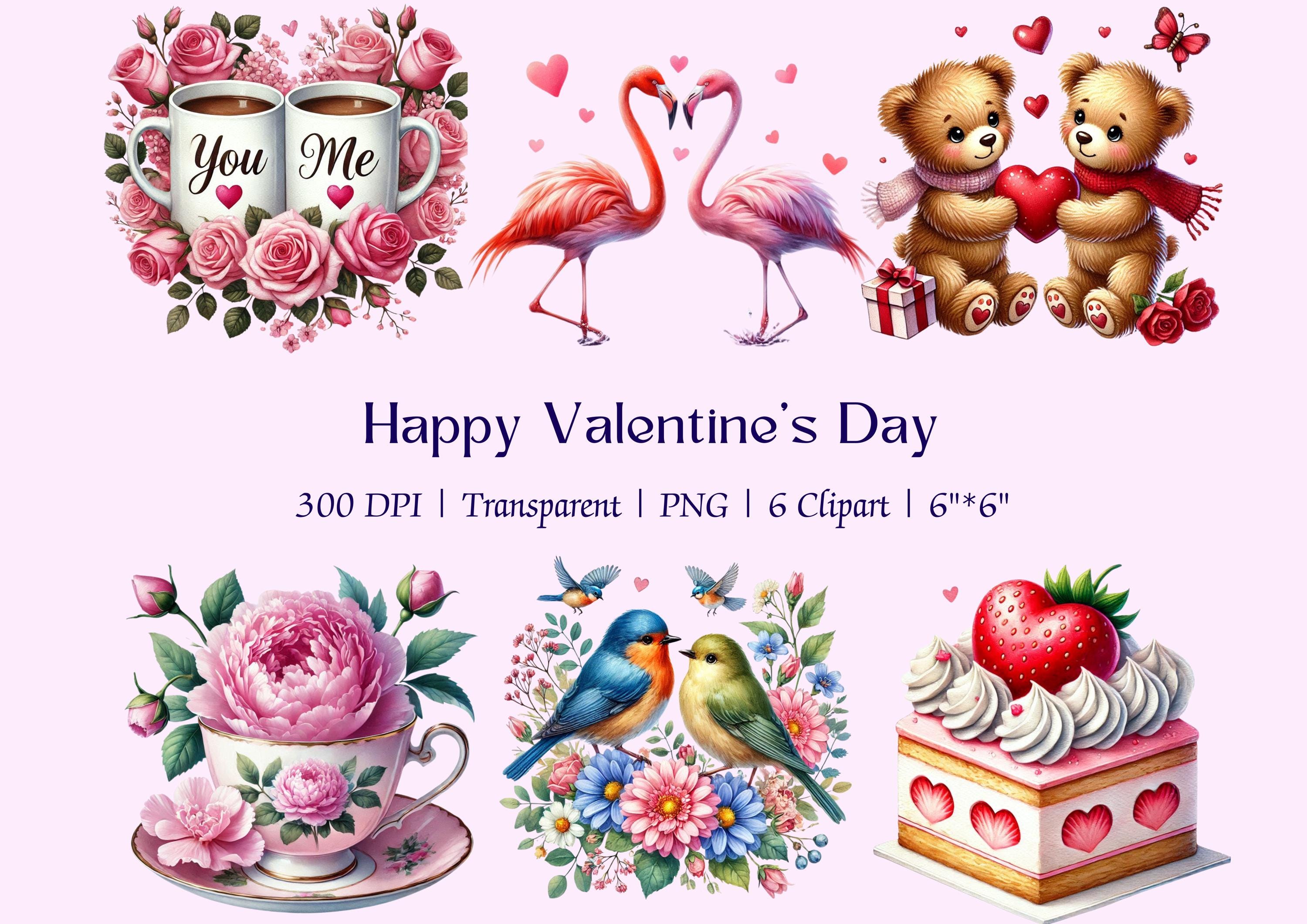 Timeless Valentine's Day Digital Clip Art, Watercolour Clipart, Party ...