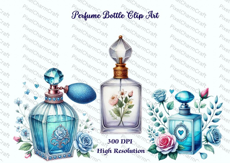 Elegant Perfume Bottle Clip Art, Printable, Scrapbooking, Personalized ...
