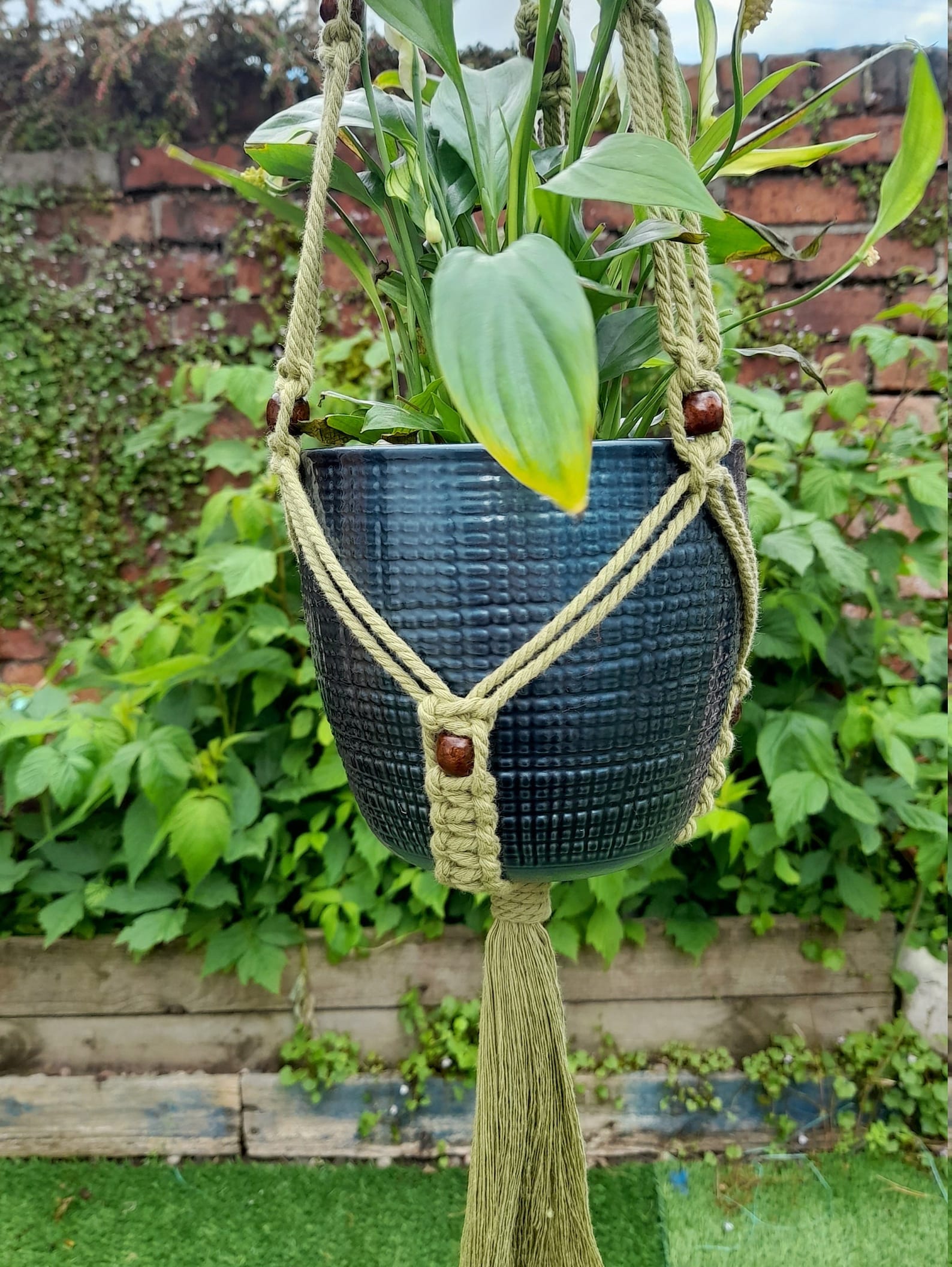 Beaded Macrame Plant Hanger - Macrame With Tassel - Handmade ...