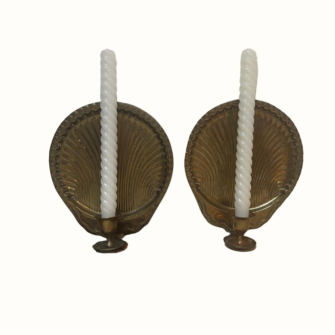 Vintage French Style Brass Clam Scallop Shell Seashell Candle Holder ...
