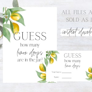 Guess How Many Lemon Drops Are in the Jar Bridal Shower Sign/ - Etsy