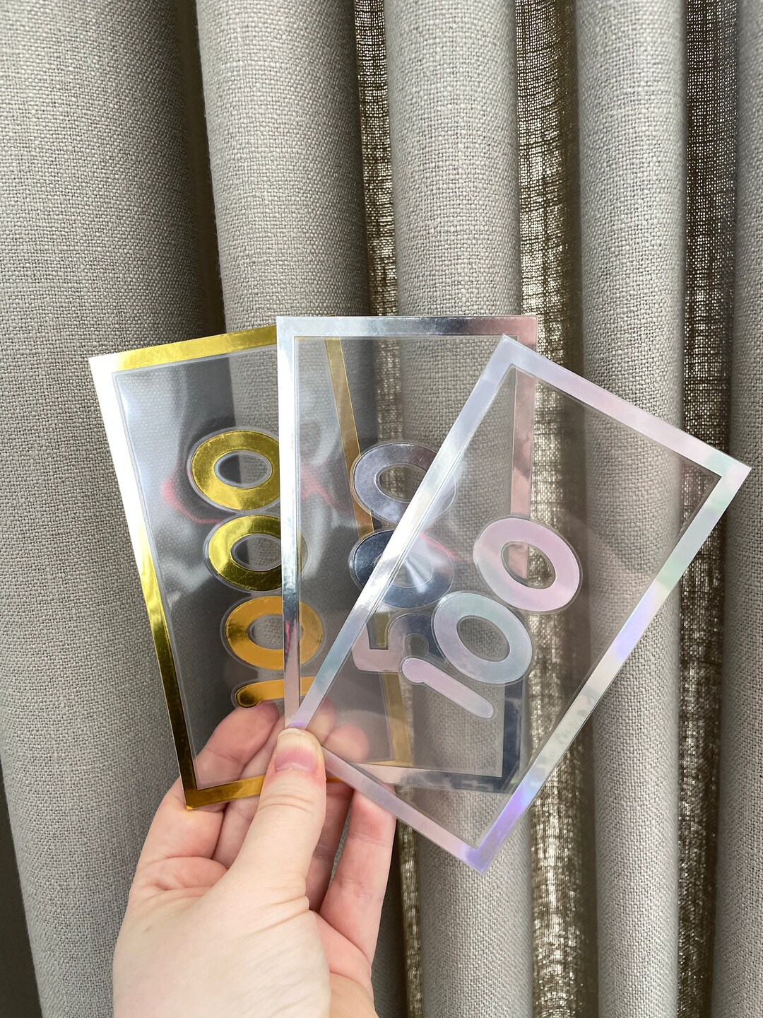 Set of 3 Gold, Silver, Iridescent, Clear 1000, 500 and 100 Placeholder ...