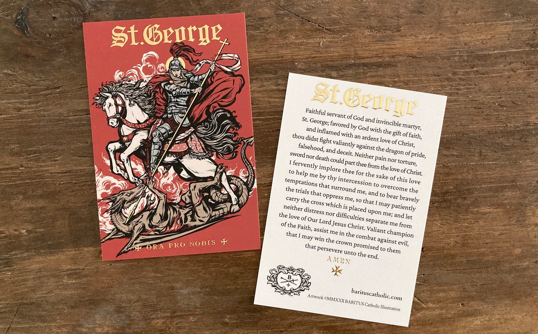 Saint George Slaying the Dragon 4x6 Foil Holy Card - Etsy