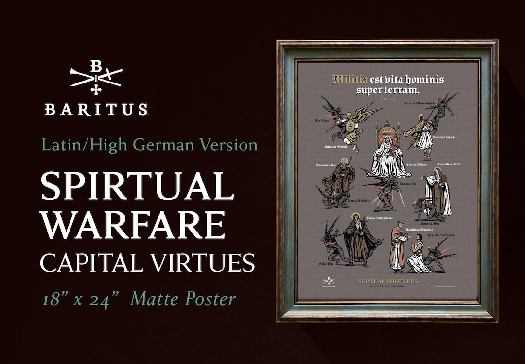 Latin/high German Spiritual Warfare Seven Capital Virtues Poster - Etsy