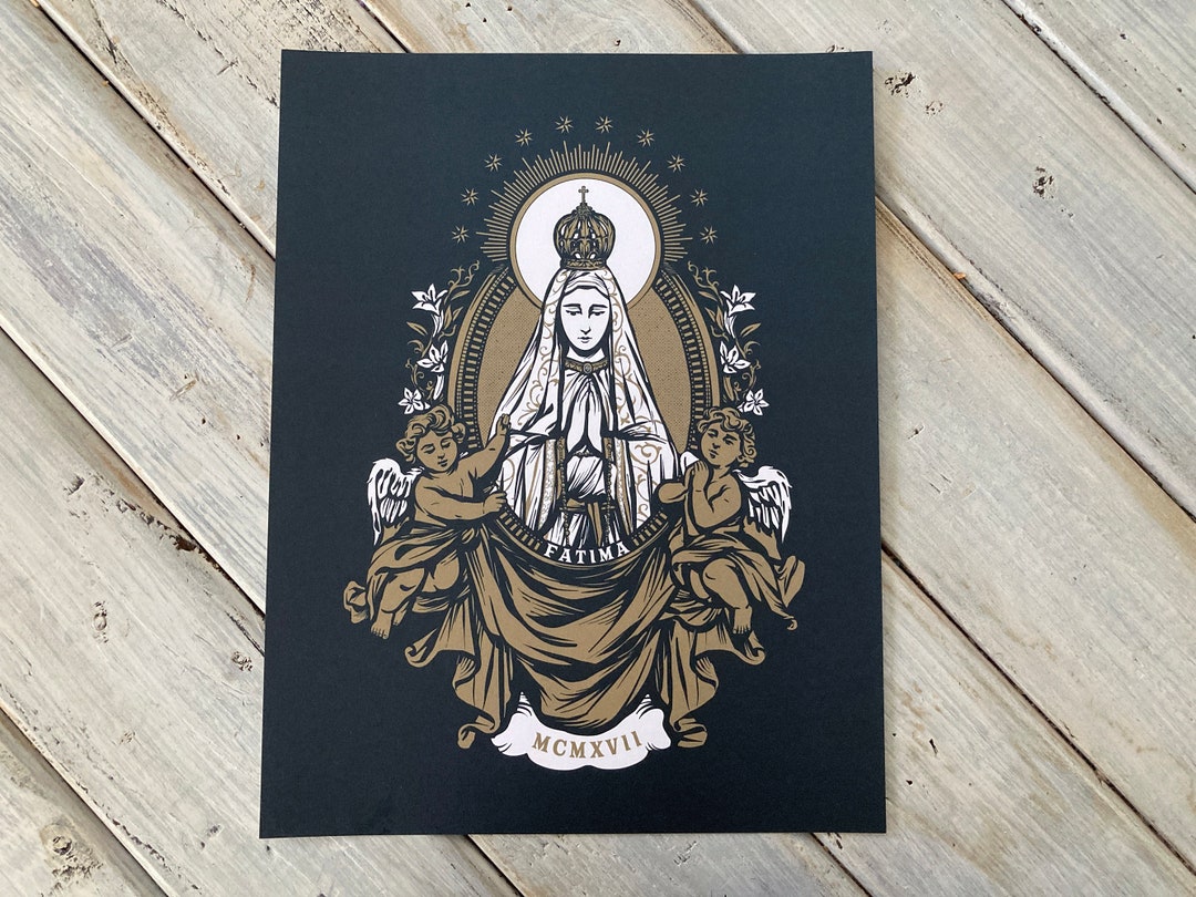 Our Lady of Fatima Crest Black Version 8.5" X 11" Large Print - Etsy