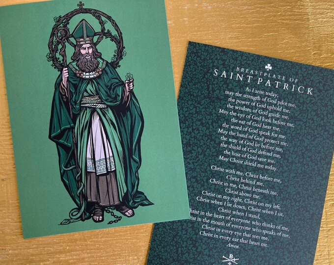 Saint Patrick & Breastplate Prayer Card Print in English - Etsy