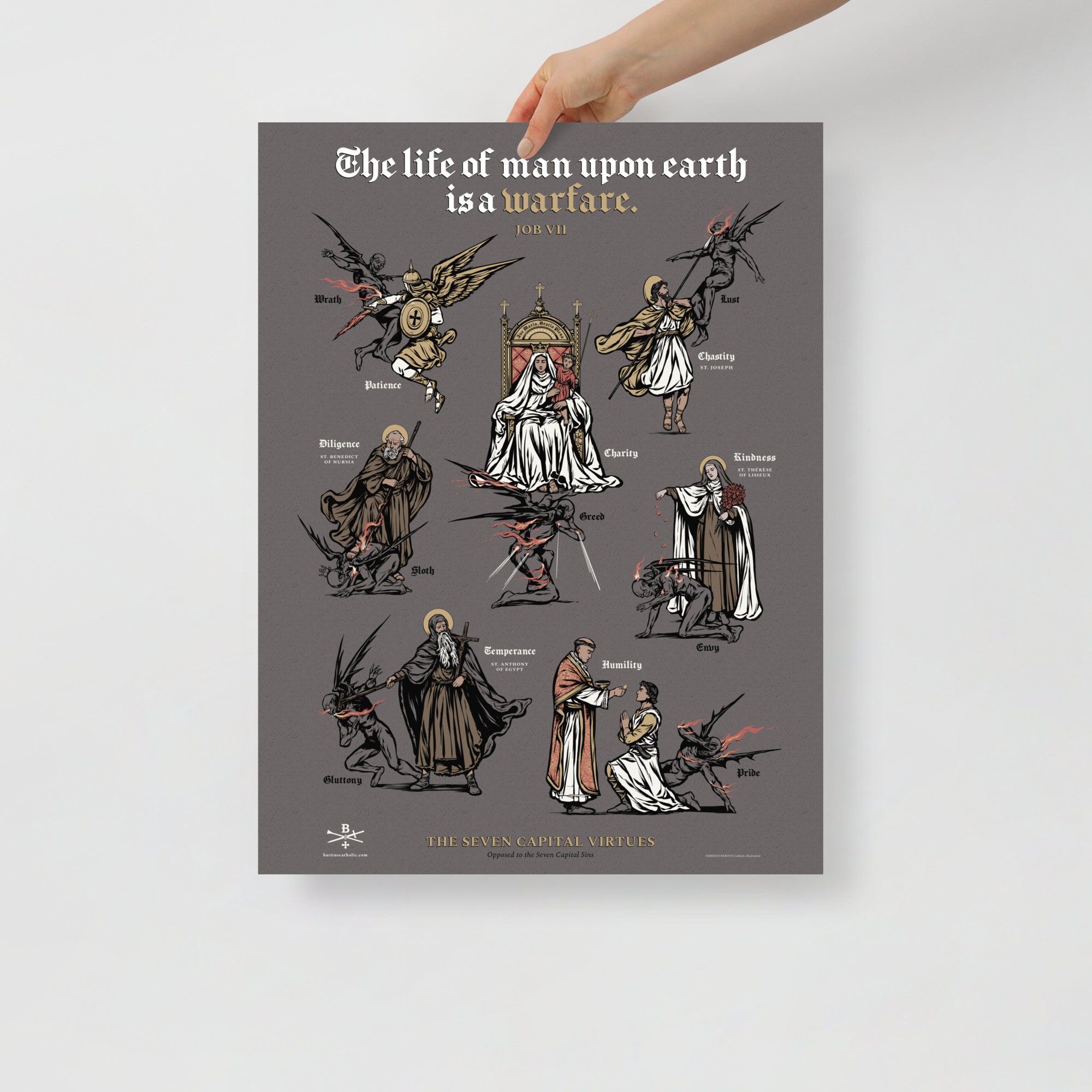 Spiritual Warfare the Seven Capital Virtues Poster - Etsy