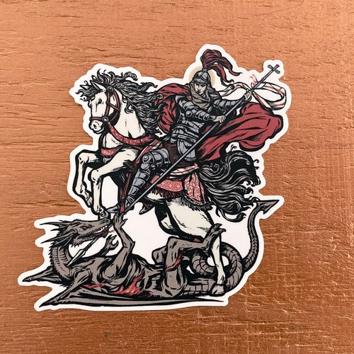 Saint George Slaying the Dragon 4x6 Foil Prayer Card - Etsy